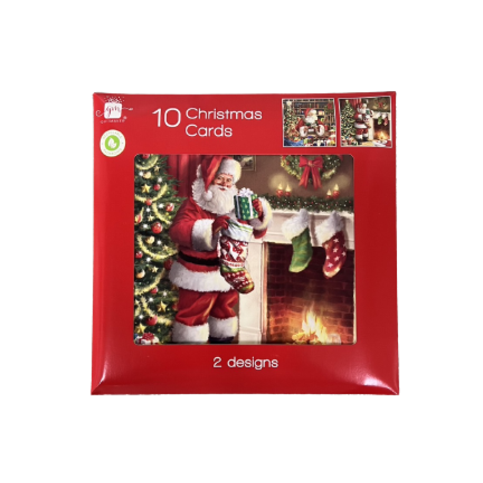 Christmas Cards Traditional Santa Square 10pk ที่ บริทิช็อป ประเทศไทย