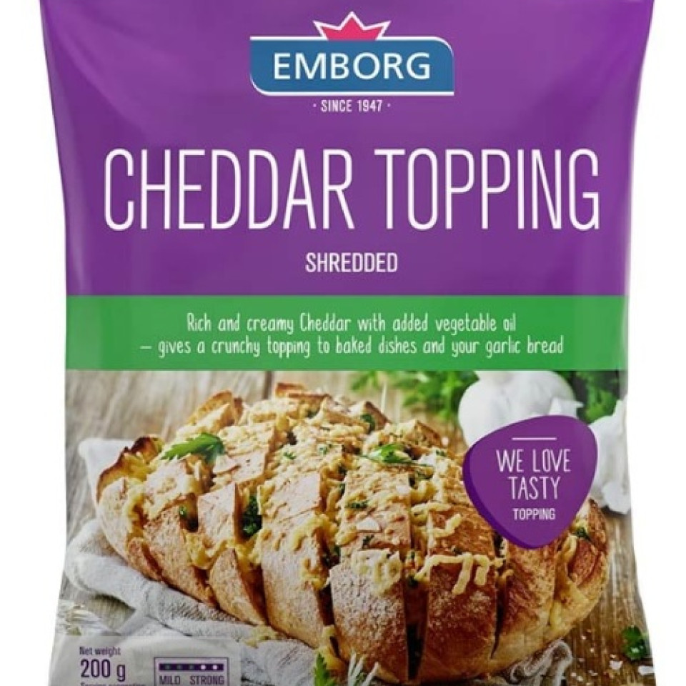 EMBORG Cheddar Cheese Topping 200 G at BritiShop, Thailand