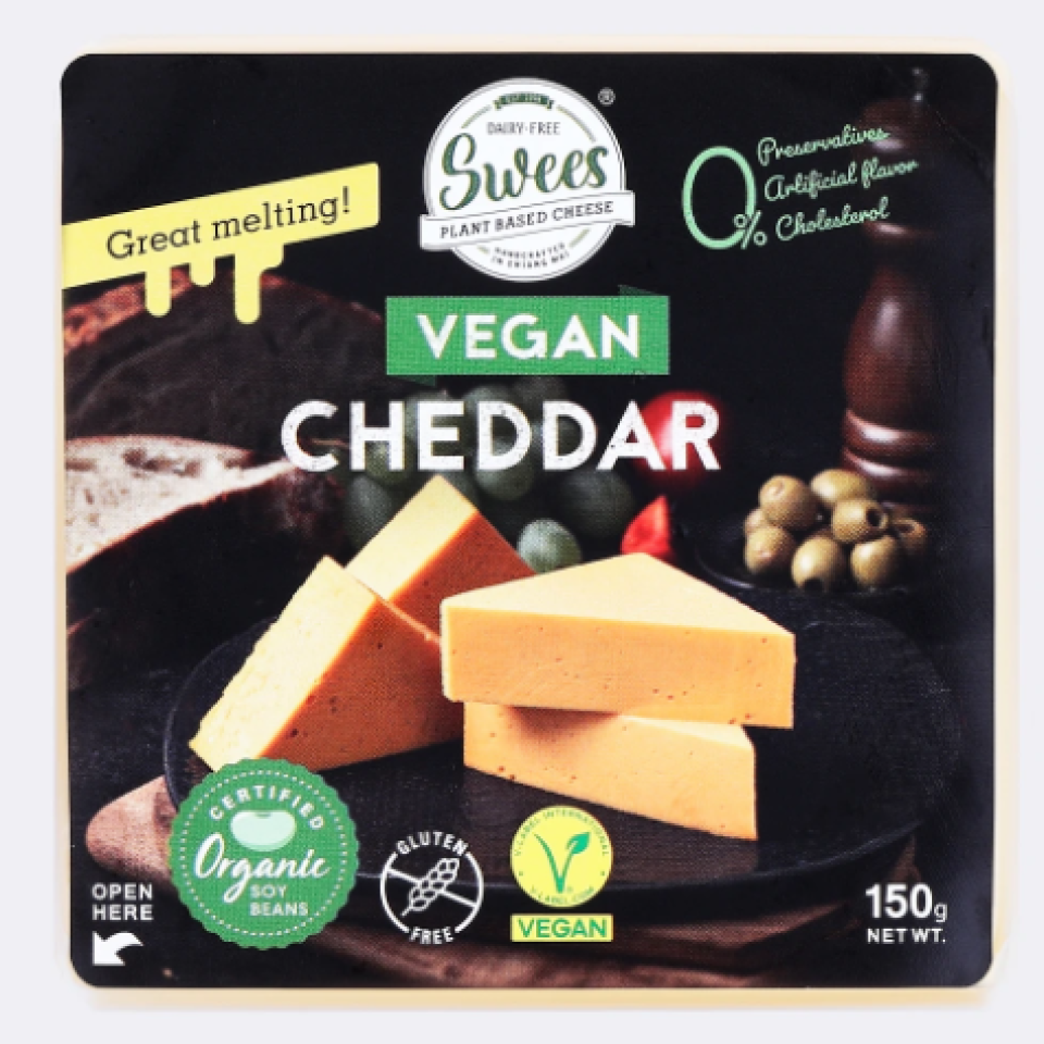 SWEES Plant Based Cheese Vegan Soy Cheddar Cheese 150 g. at BritiShop ...