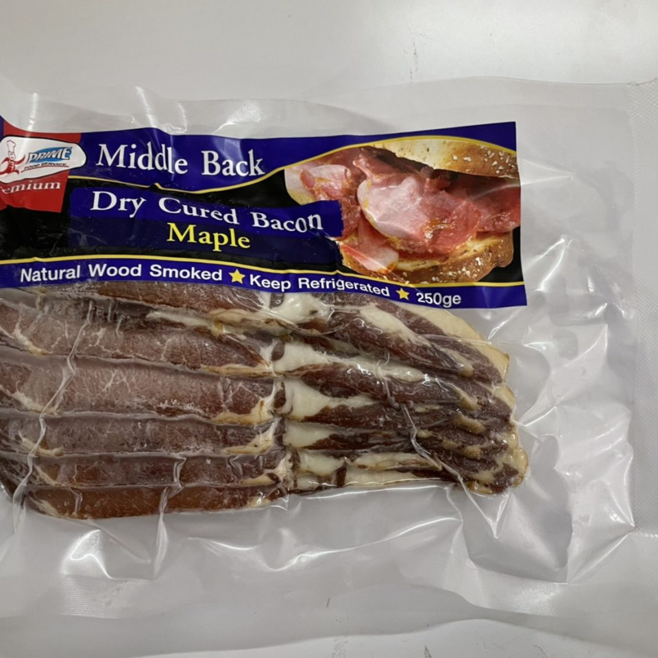 Smoked Middle Back Bacon 250g - Prime Food at BritiShop, Thailand